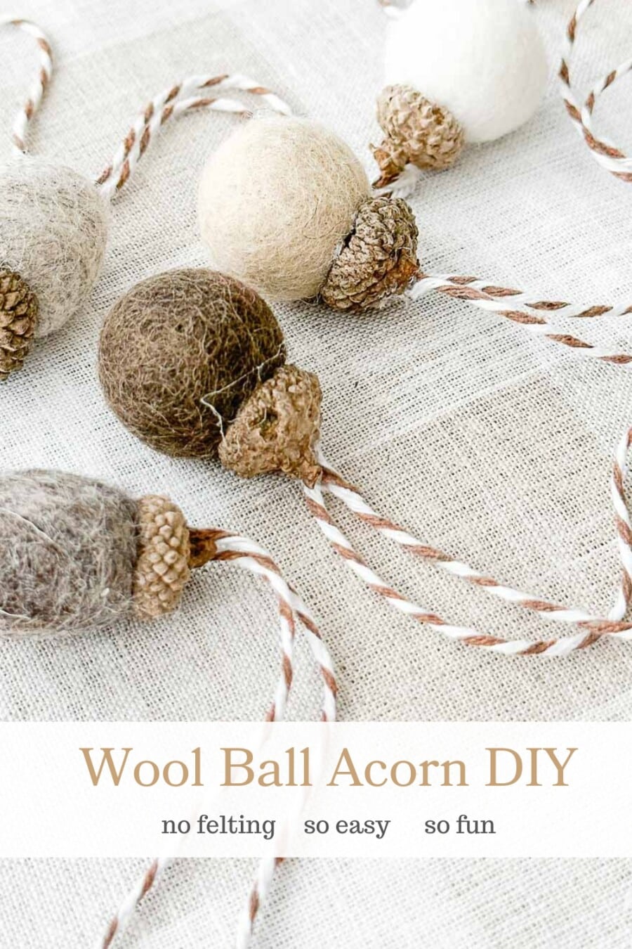 Little Wool Ball Acorn DIY - StoneGable